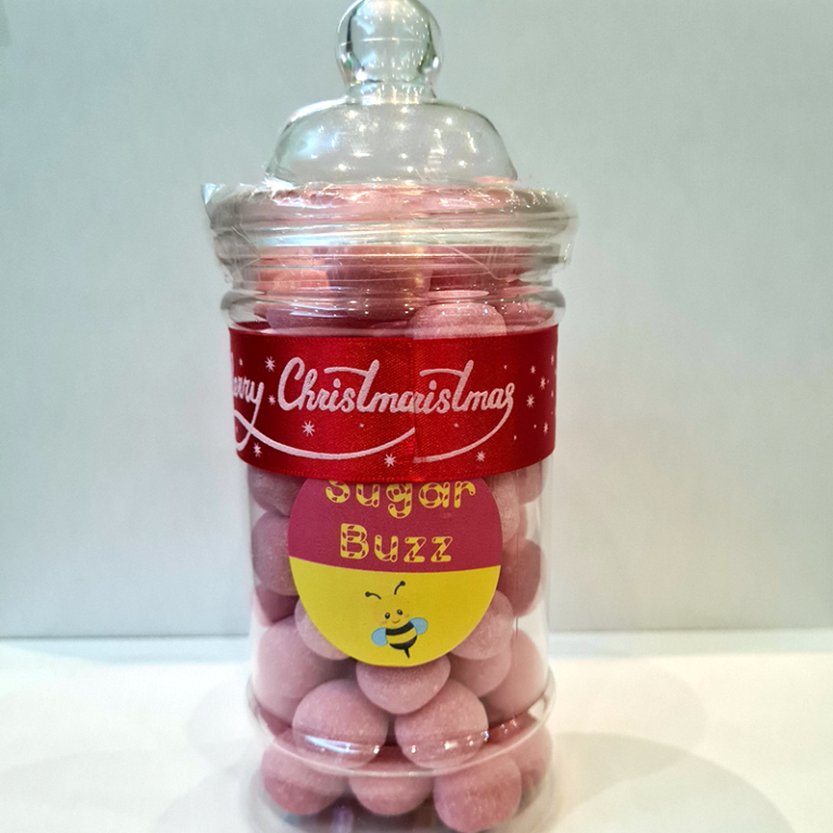 Small Christmas Victorian Sweet Jar - Strawberry Bon Bons - Sugar Buzz